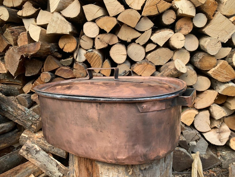 Large Handmade Copper Pot: Oval With High Sides Pot for - Etsy