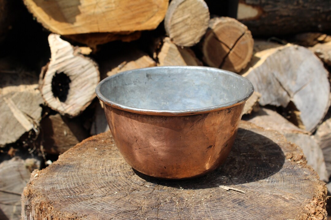 Antique Round Copper Bowl Made by Hand - Etsy