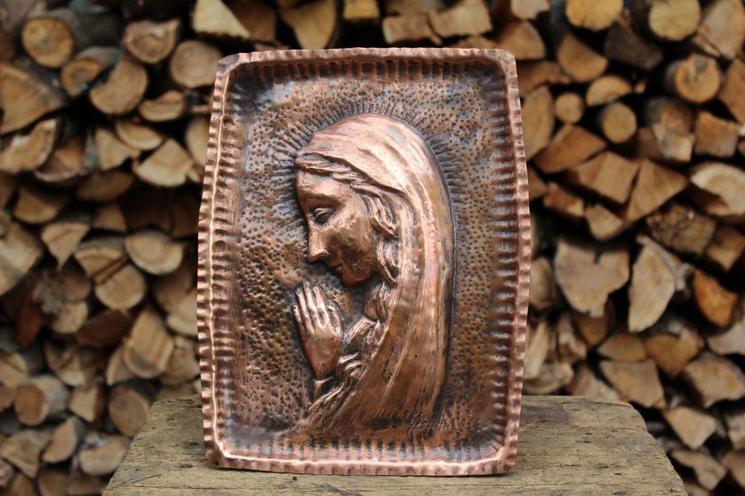 Decorative Art, Virgin Mary Copper Painting Hand-worked - Etsy