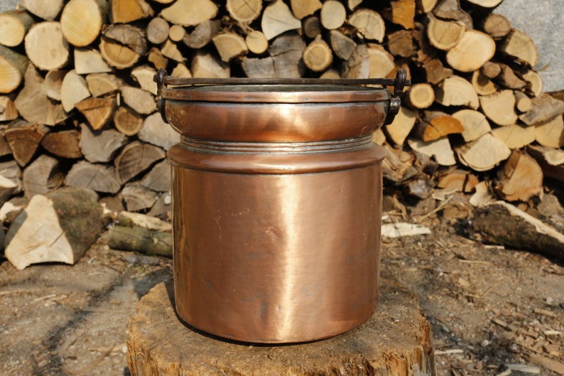 Antique Copper Jar Restored Bucket Container Flowerpot - Etsy