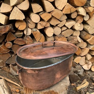 Large Handmade Copper Pot: Oval With High Sides, Pot for Turkey ...