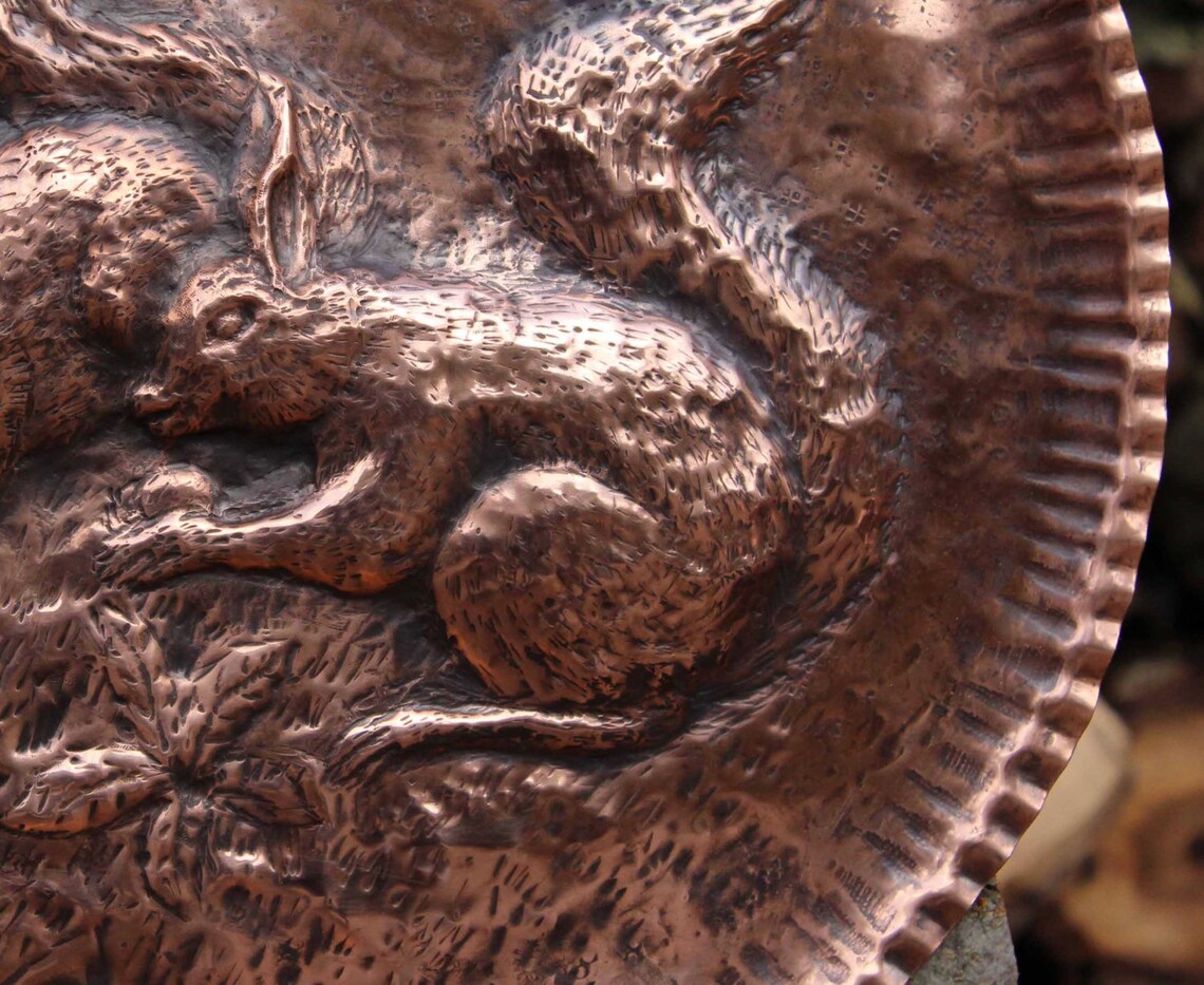 Handmade Copper Panel: Squirrels Into the Wood - Etsy