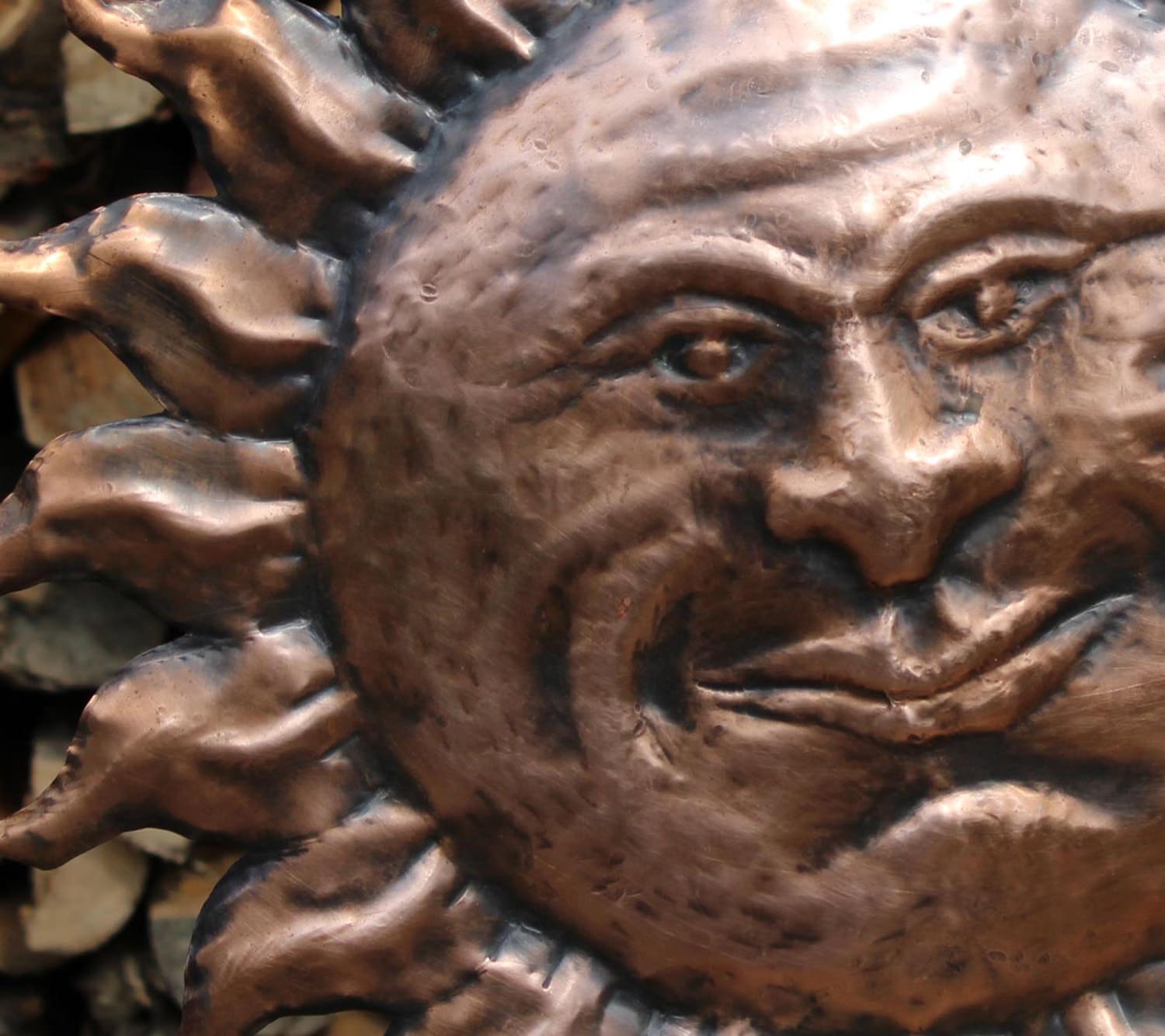Handmade Copper Panel: Sun With Face, Heraldry, Wall Decor, Copper Art ...