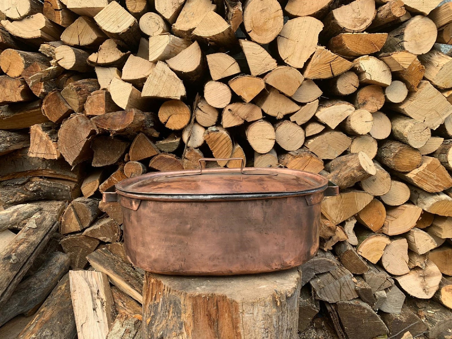 Large Handmade Copper Pot: Oval With High Sides Pot for - Etsy