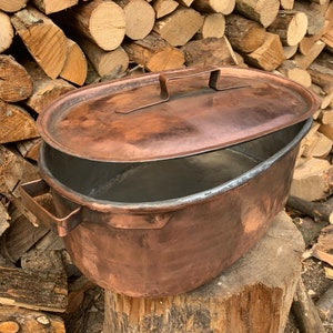 Large Handmade Copper Pot: Oval With High Sides, Pot for Turkey ...