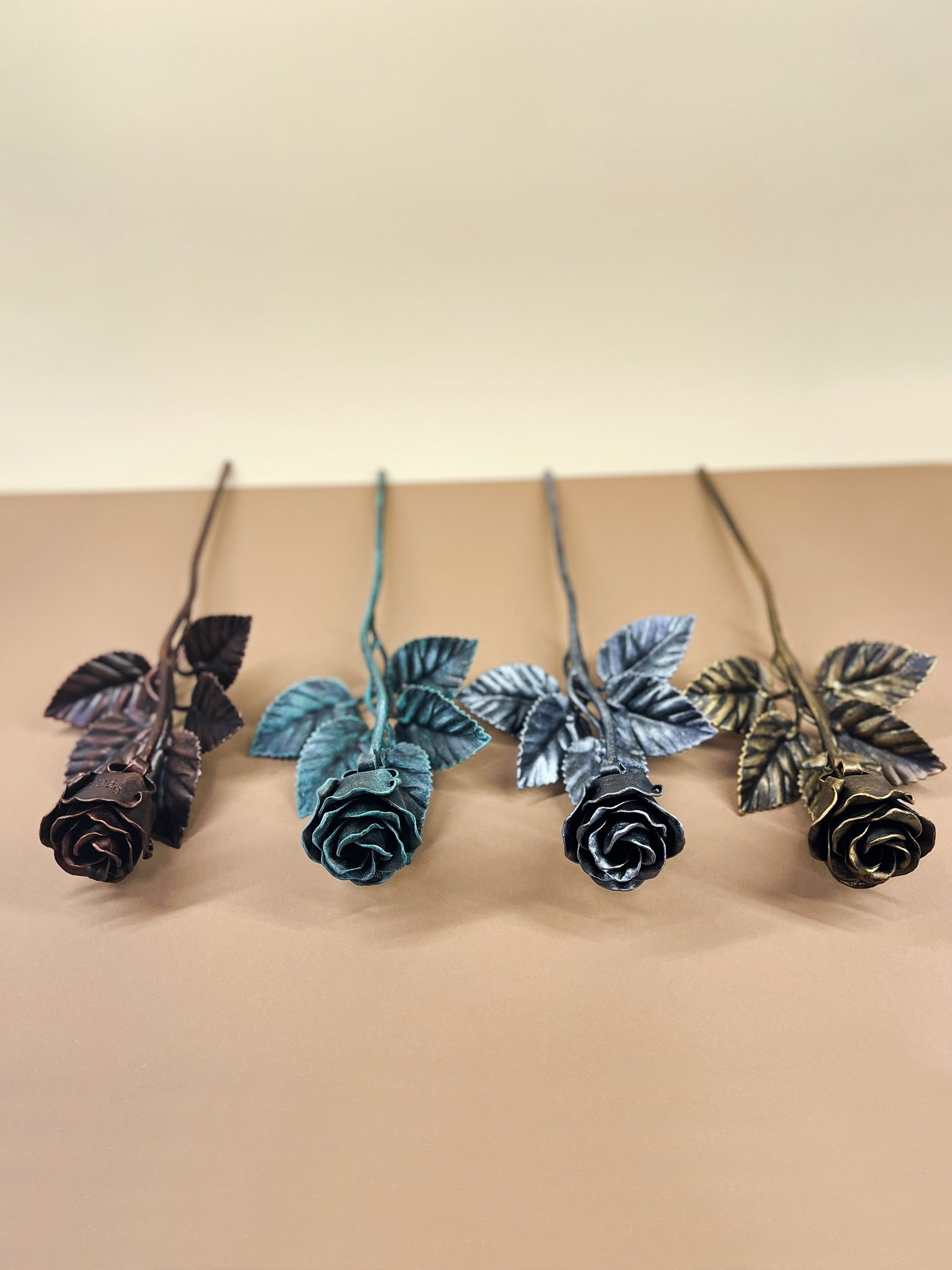 Hand-forged Steel Rose With Customizable Text Option - Etsy