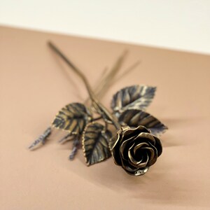 Hand-forged Steel Rose With Customizable Text Option - Etsy