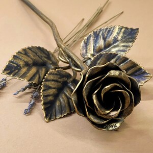 Hand-forged Steel Rose With Customizable Text Option - Etsy