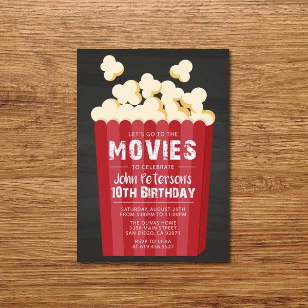 Popcorn Invitation - Etsy