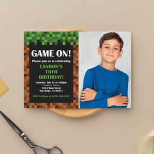 Pixelated Invite With Photo/video Game Invitation/pixel Invitation ...