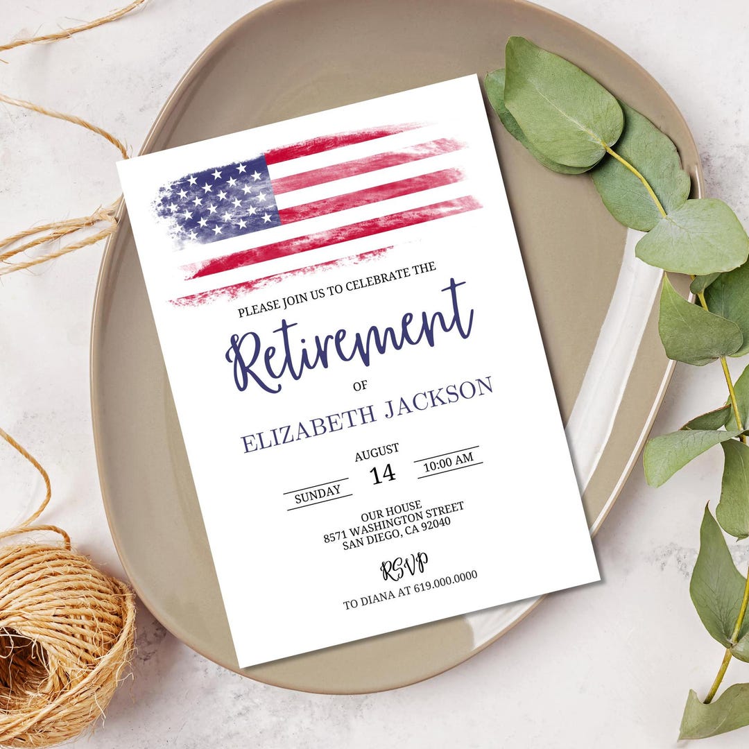 Flag Retirement Party Invitation/patriotic Military Retirement Invite ...