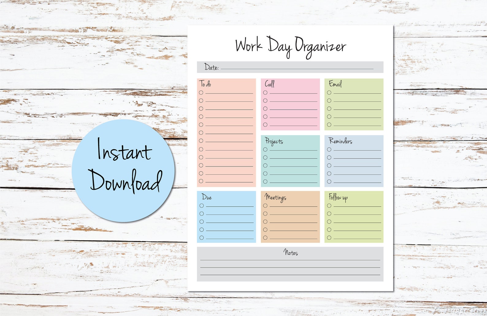 Work Day Organizer Printable Work Planner Printable Planner | Etsy