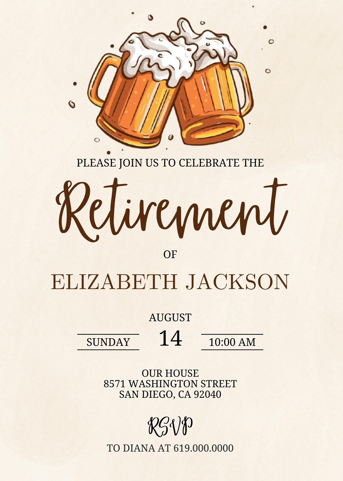 Beer Retirement Invitation for Men Women/cheers Retirement Invitation ...