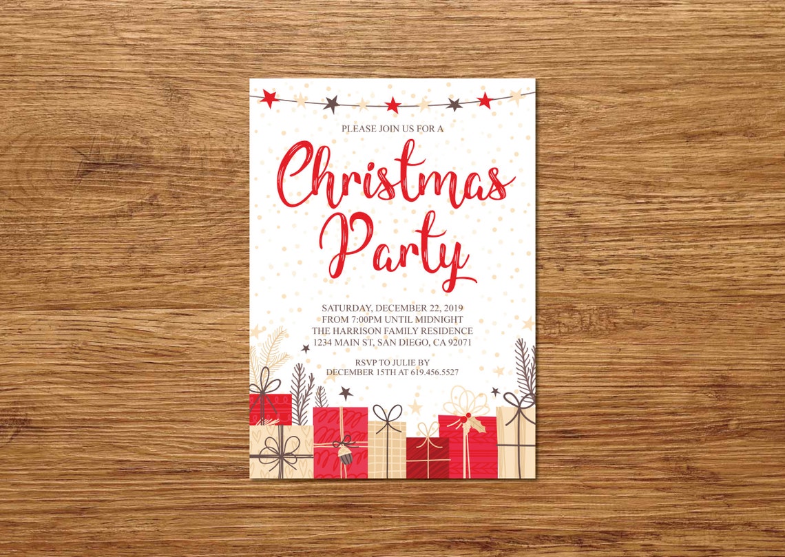 Printable Christmas Invitation/red Christmas | Etsy