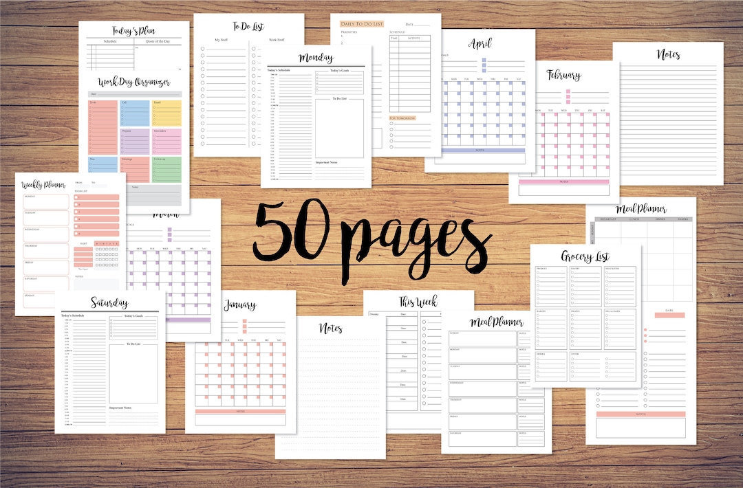 50 Pages -planner Templates Ultimate Collection, Printable Planner Set ...
