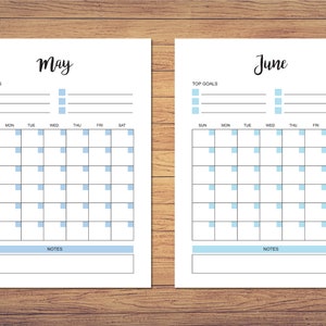 8.5 X 11 Inch Blank Monthly Calendar Page Template, INSTANT DOWNLOAD ...