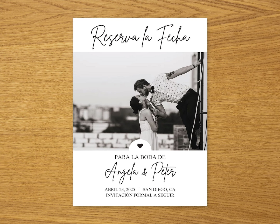 Printable Photo Spanish Save the Date Cards/modern Save the Date Card ...