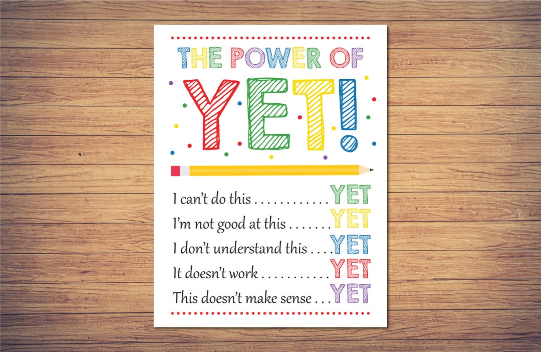 The Power of yet Poster Printable/motivational Wall Art/growth Mindset ...