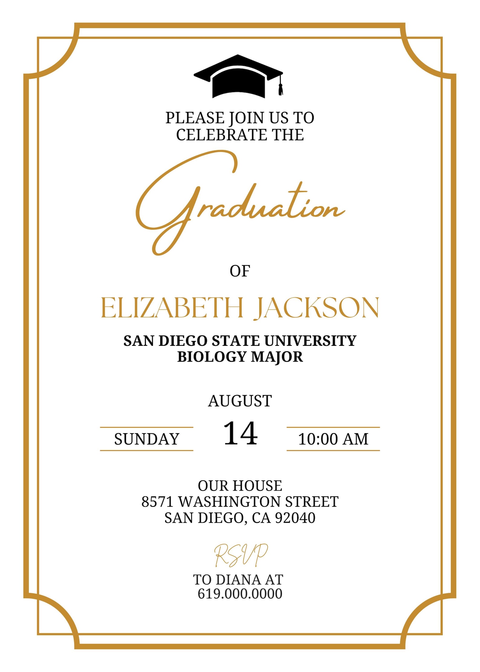 Graduation Invitation, Modern Graduation Announcement, High School ...