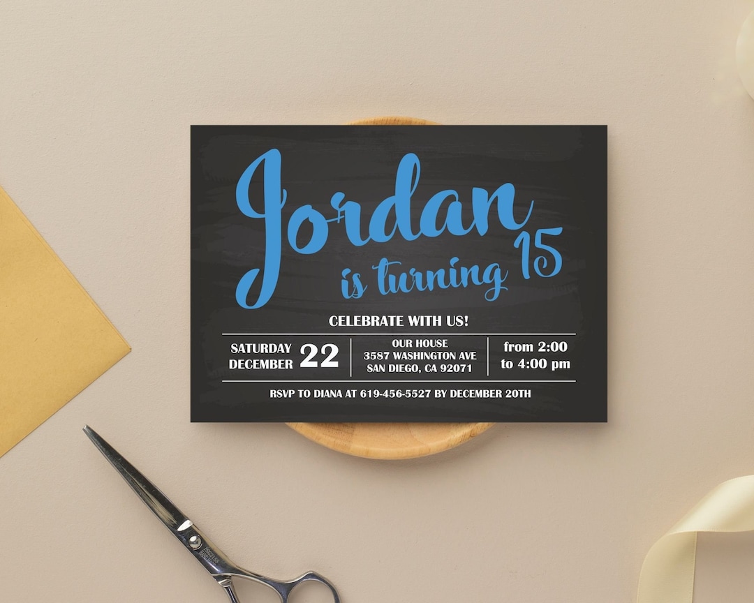 Invitación de cumpleaños azul para niños niños adolescentes niñas ...