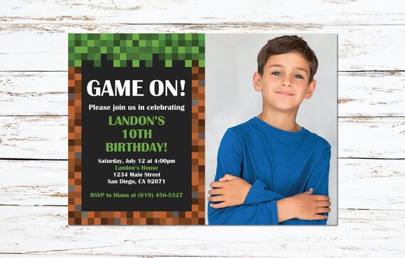 Pixelated Invite With Photo/video Game Invitation/pixel - Etsy