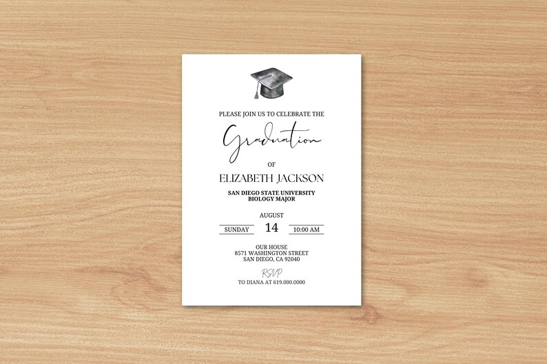 Class of 2026 Graduation Invitation Card/minimalist Modern Watercolor ...