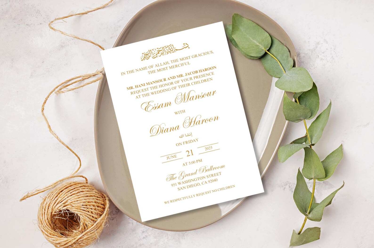 Arabic Wedding Invitation Printable/wedding Invitation Template/arabic ...