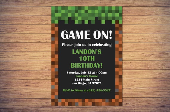 Pixelated Invite Video Game Invitation Pixel Invitation | Etsy