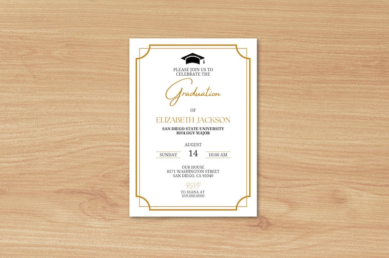 Graduation Invitation, Modern Graduation Announcement, High School ...