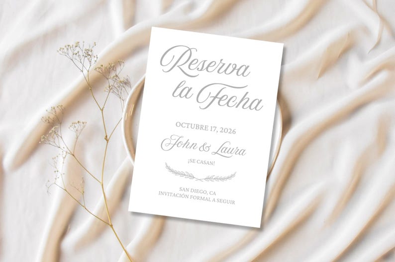 Spanish Save the Date Card/silver Save the Date Postcard/save the Date ...