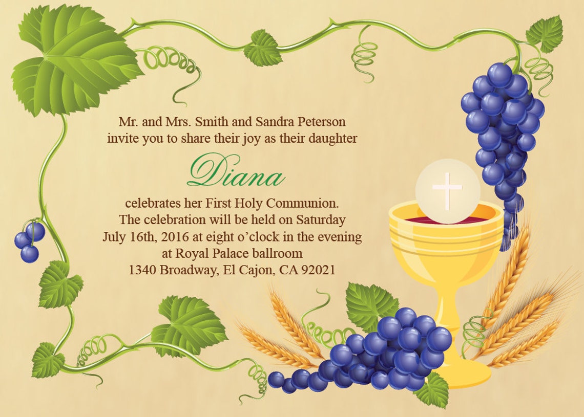Printable First Holy Communion Invitation/e-card/first Holy - Etsy