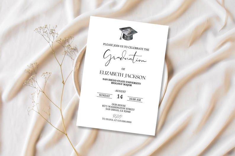 Class of 2026 Graduation Invitation Card/minimalist Modern Watercolor ...