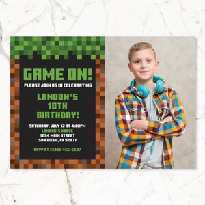 Minecraft Game Birthday Invitation With Photo for Boys/girls/kids/teens ...