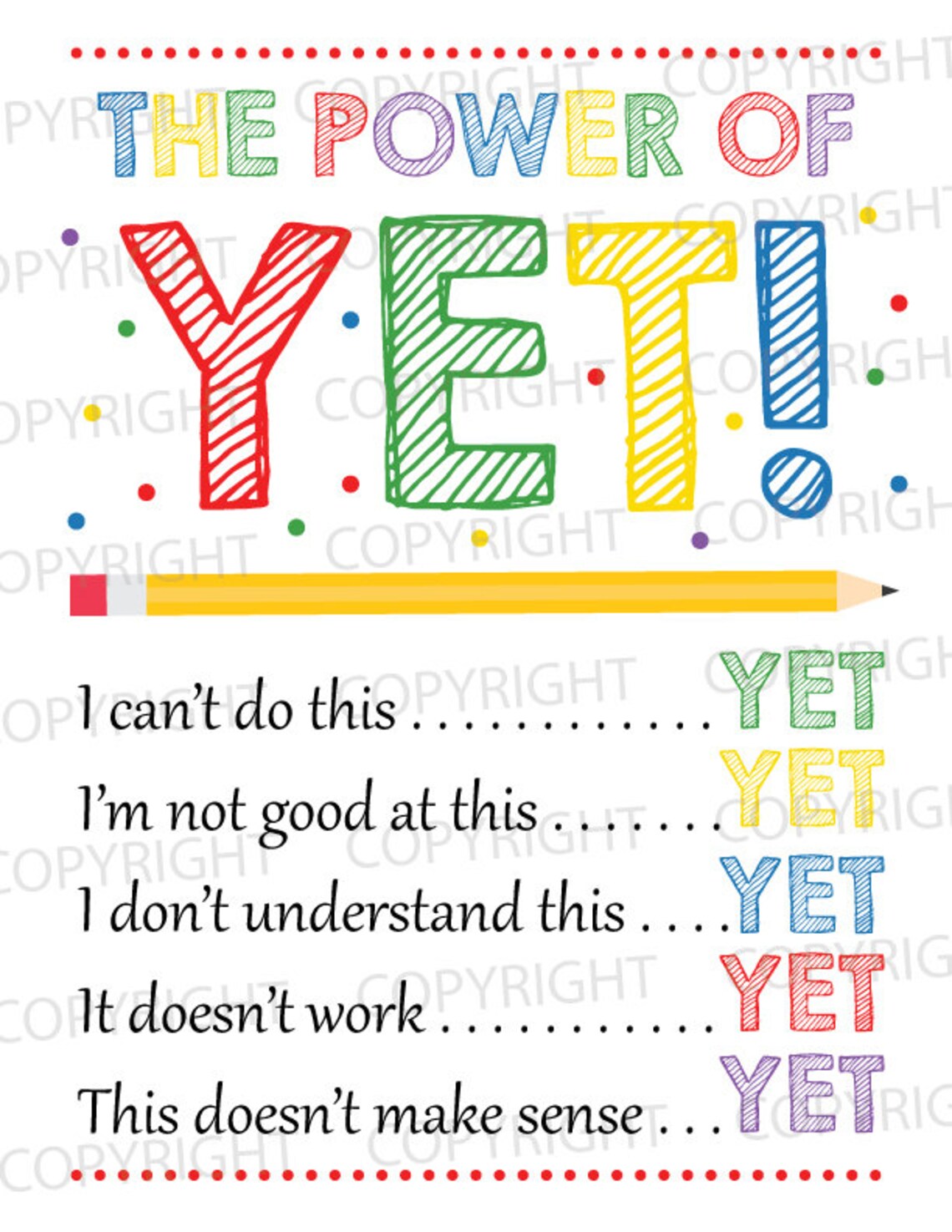 The Power of yet Poster Printable/motivational Wall Art/growth | Etsy