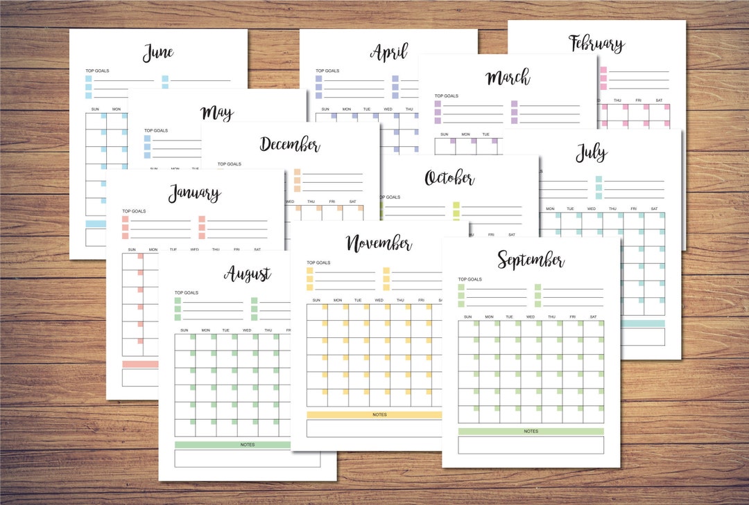 8.5 X 11 Inch Blank Monthly Calendar Page Template, INSTANT DOWNLOAD ...