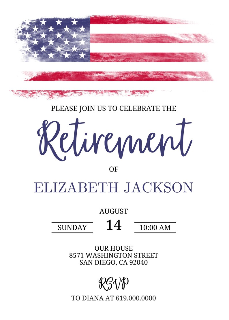 Flag Retirement Party Invitation/patriotic Military Retirement Invite ...