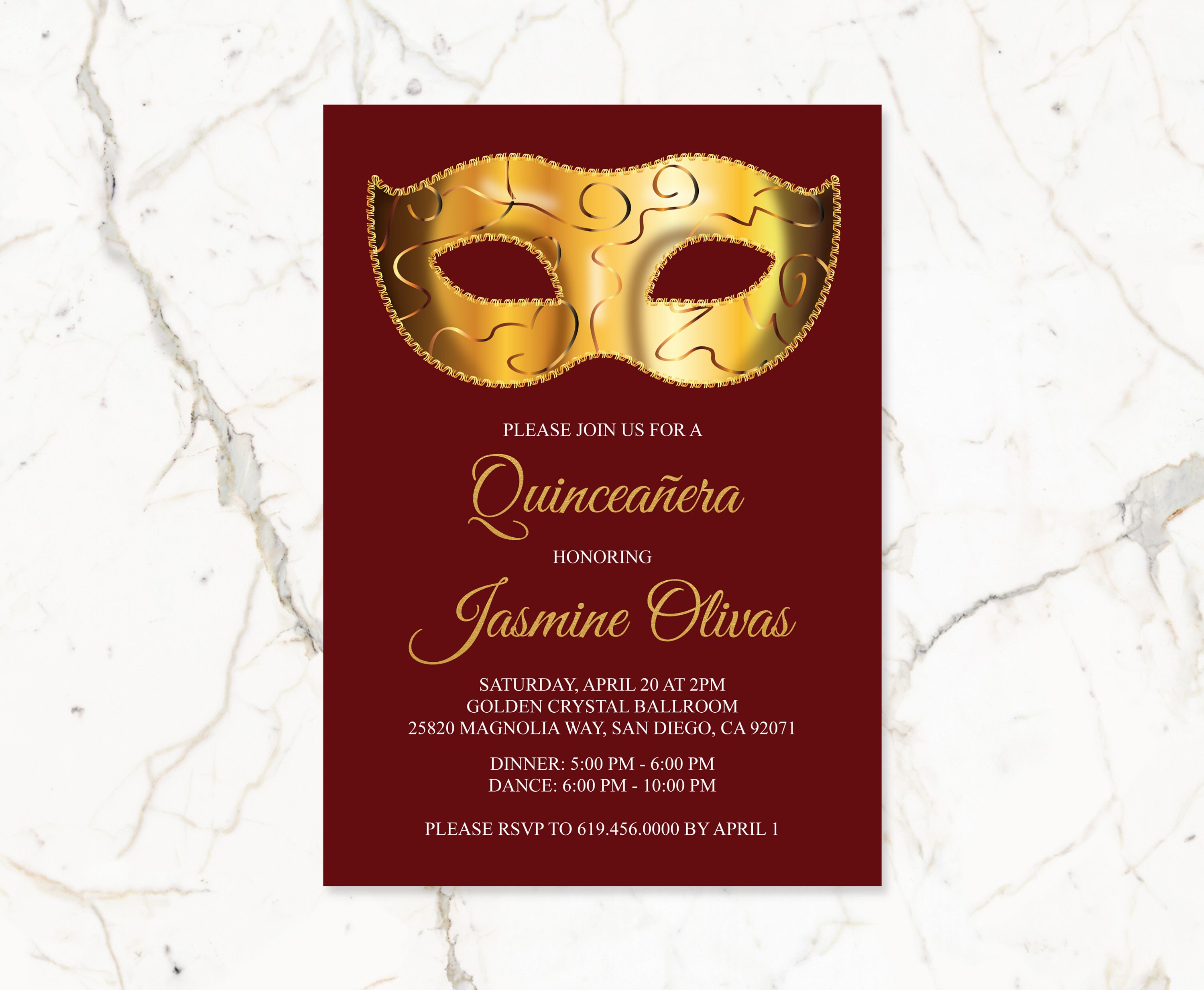 Quinceanera Masquerade Theme Invitations