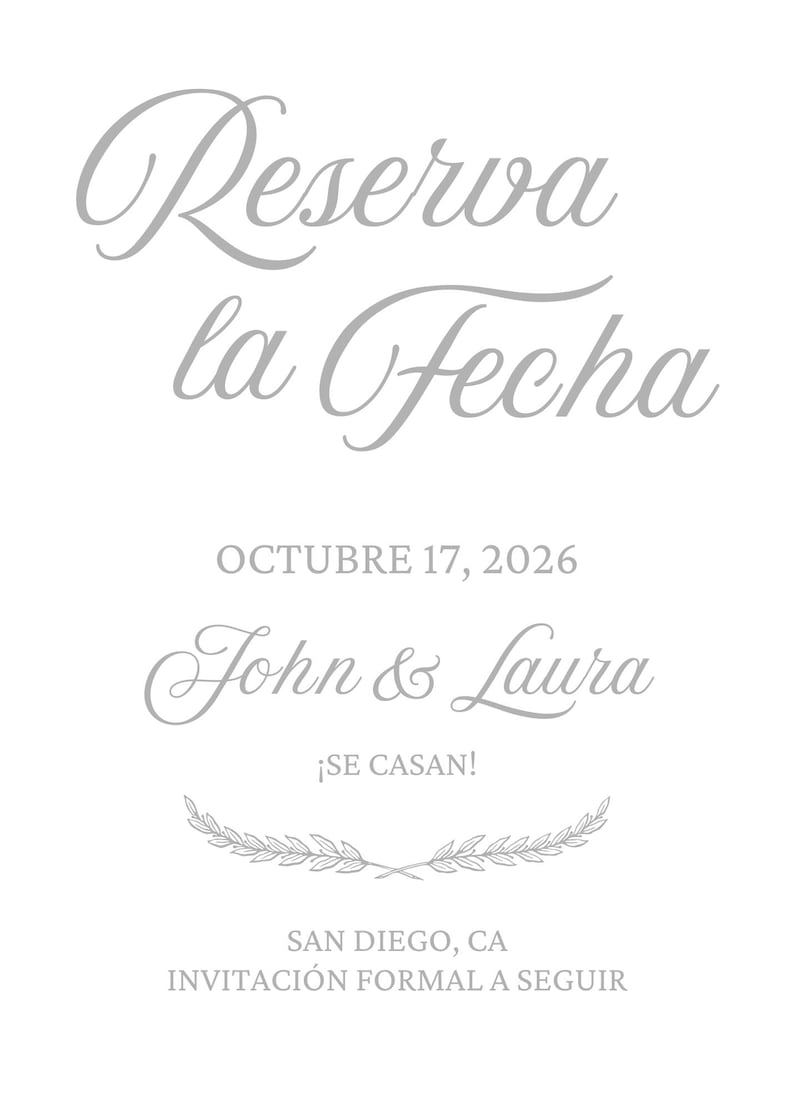 Spanish Save the Date Card/silver Save the Date Postcard/save the Date ...