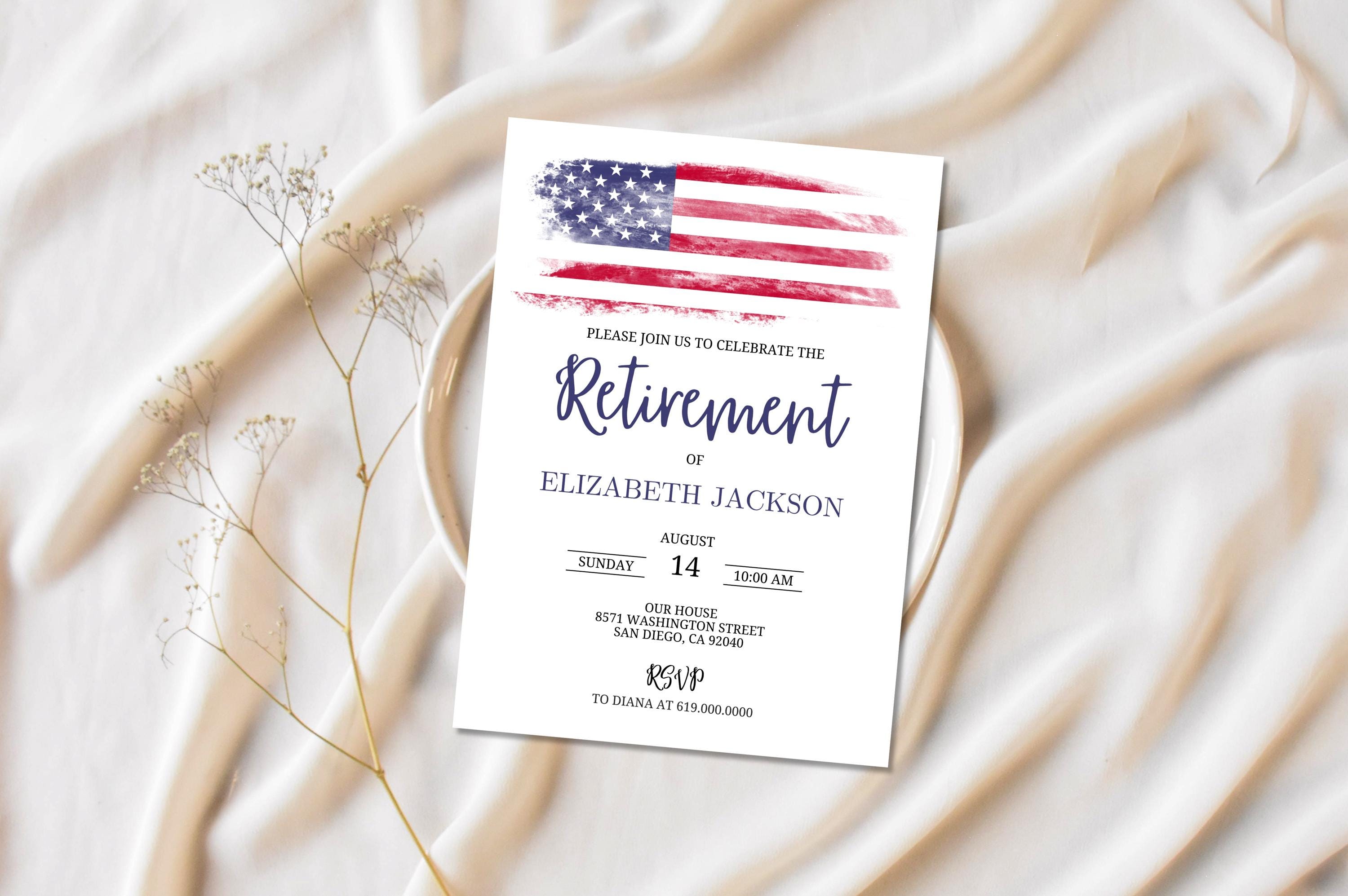 Flag Retirement Party Invitation/patriotic Military Retirement Invite ...