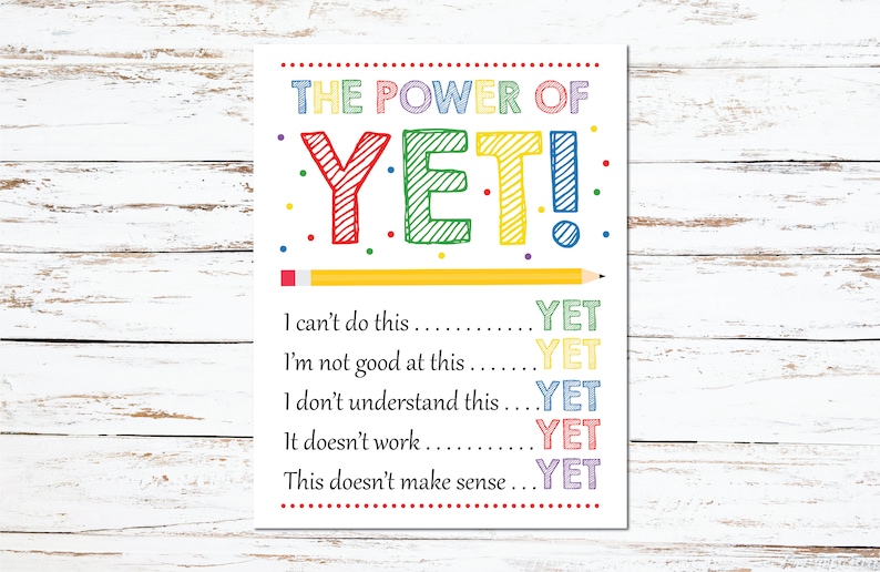 The Power of yet Poster Printable/motivational Wall Art/growth Mindset ...