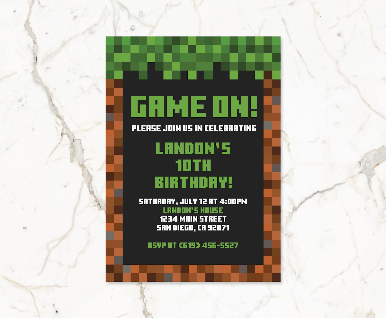 Minecraft Game Birthday Invitations for Boys/girls/kids/teens/pixelated ...