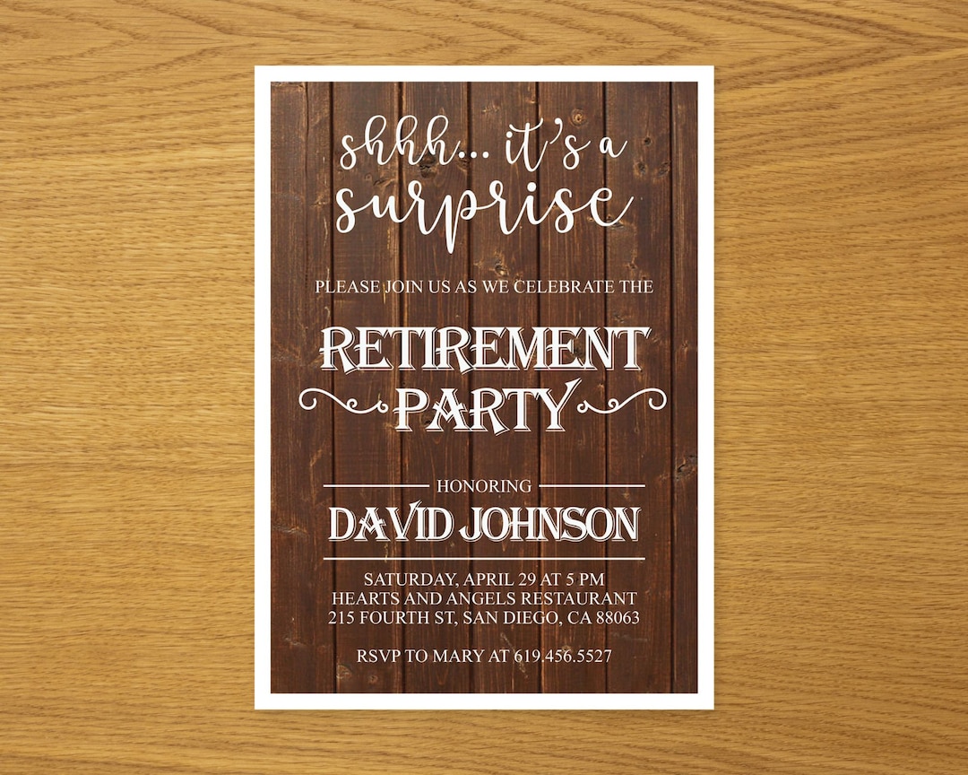 Surprise Retirement Party Invitation/printable Rustic Retirement ...