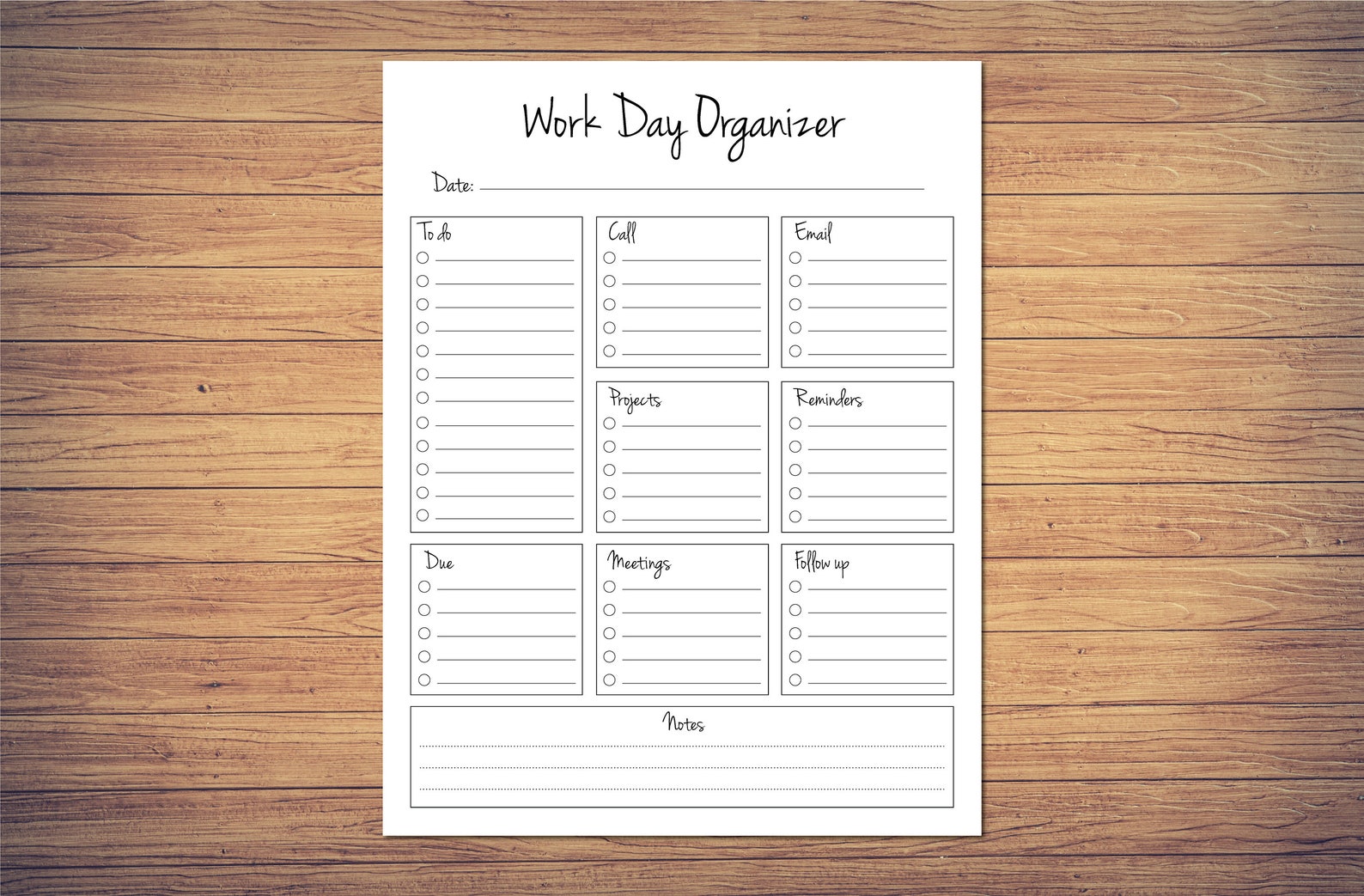 Work Day Organizer Printable Work Planner Printable Planner - Etsy