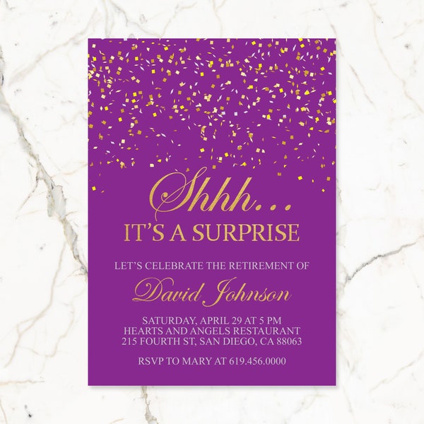 Purple Retirement Invitations - Etsy