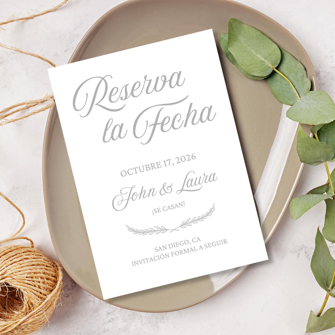 Spanish Save the Date Card/silver Save the Date Postcard/save the Date ...