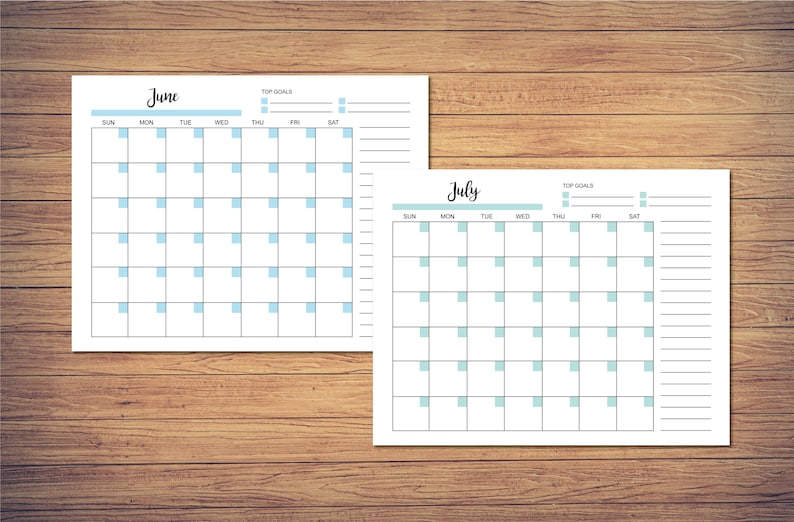 Blank Monthly Calendar Page Template INSTANT DOWNLOAD | Etsy