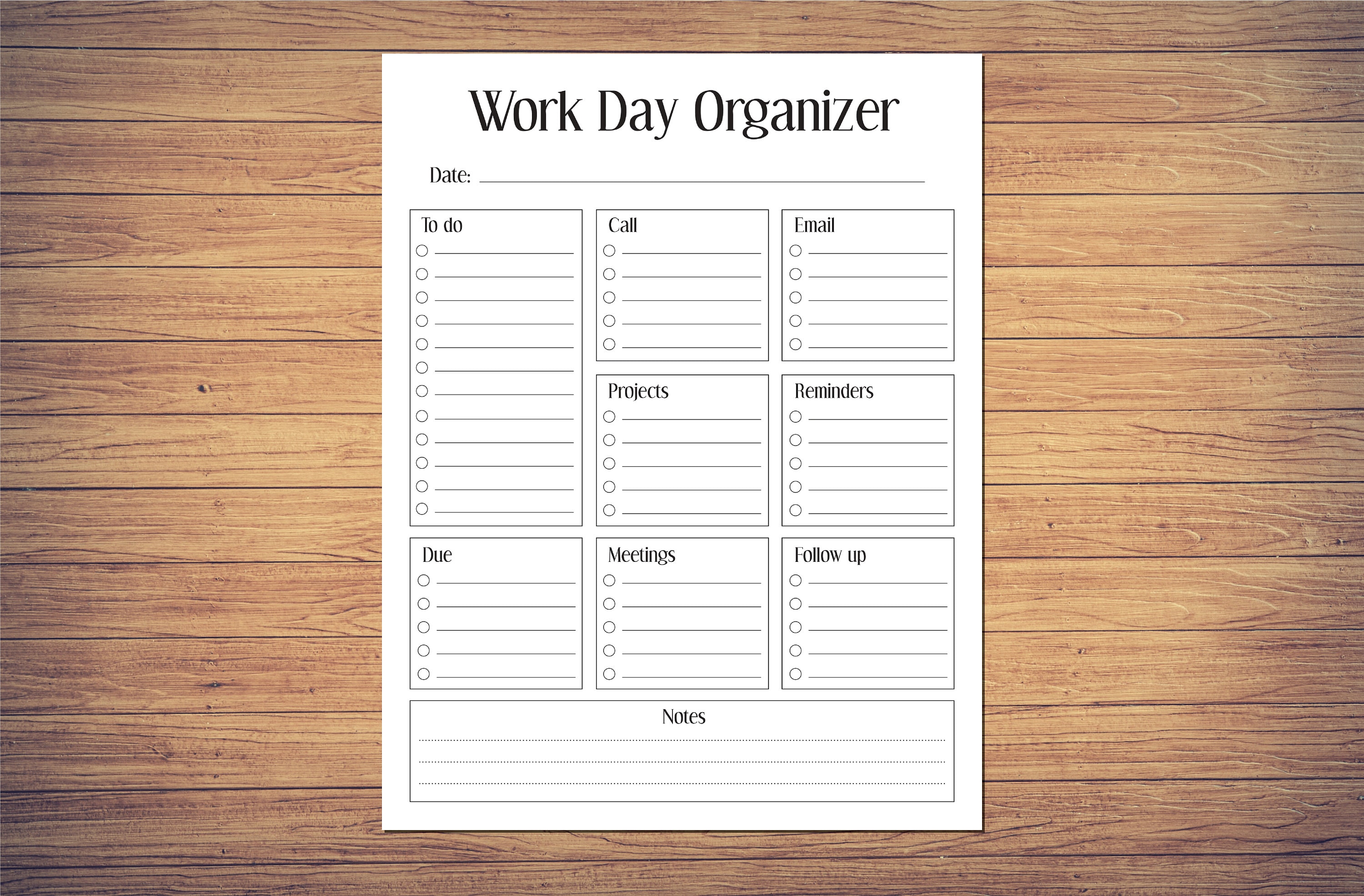 Work Day Organizer Printable Work Planner Printable Planner - Etsy