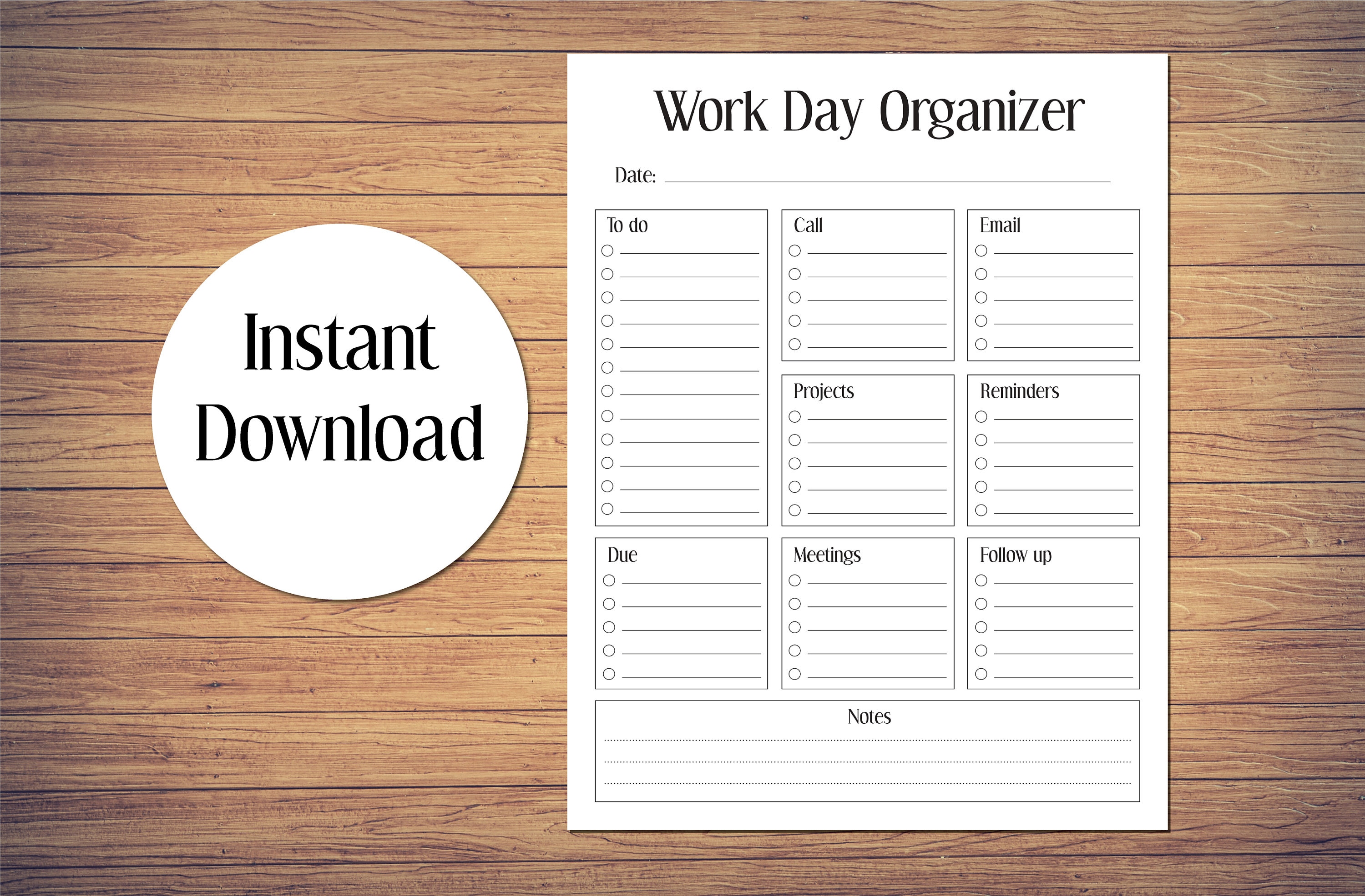 Work Day Organizer Printable Work Planner Printable Planner - Etsy