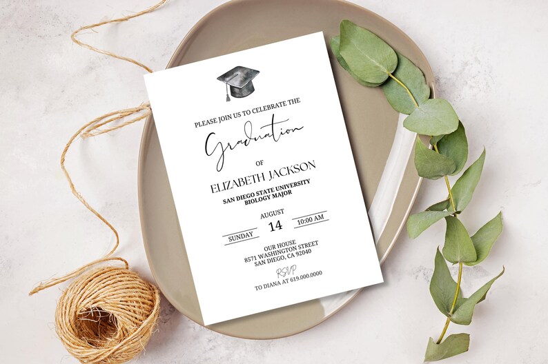 Class of 2026 Graduation Invitation Card/minimalist Modern Watercolor ...