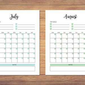 8.5 X 11 Inch Blank Monthly Calendar Page Template, INSTANT DOWNLOAD ...